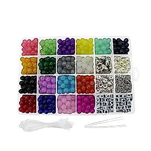 PAMIR TONG 1000pcs Glass Bead Sets for Jewelry Making Kit, 8MM Bracelets Beads Supplies,Imitative Jade Beads,Pearl Beads, Crystal Spacer Beads, Bracelet Loose Bead Sets