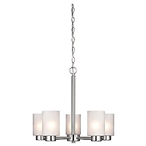 Westinghouse Lighting 6227400 Sylvestre Five-Light Interior Chandelier, Brushed Nickel Finish with Frosted Seeded Glass, 5