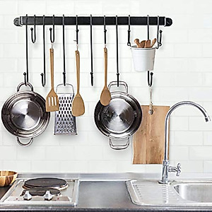 N/C Wall Mounted Coffee Mug Holder｜Coffee Cup Rack with 12 Detachable Hanging Hooks for Kitchen Organizer and Storage, Mug and Cup Display Hanger