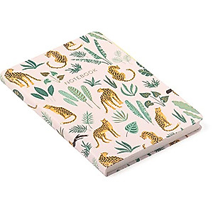 Eccolo Medium Lined Journal Notebook, Flexible Cover, A5 Writing Journal, 256 Ruled Ivory Pages, Ribbon Bookmark, Lay Flat, Notebook for Work or School, Cheetah (5.75-x-8.25 inches)