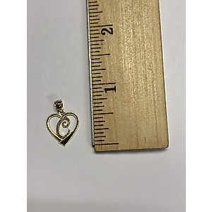 Ice on Fire Jewelry 10k Solid Gold Initial Pendant in Heart Frame with Diamond Cut Finish, Available in Different Letters of Alphabet Personalized Charm for Women (C)