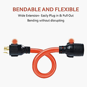 BOEEMI Generator Transfer Switch Adapter Cord L5-30P Male to L14-30R Female, 30 Amp Twist Lock 3 Prong to 4 Prong Generator Plug Adapter Connects Generator’s 3 Prong Outlet to 4 Prong Inlet Box, 1.5FT