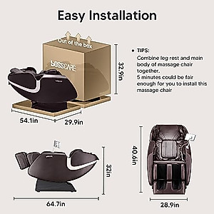 BOSSCARE Zero Gravity Massage Chair, Voice Control Full Body Airbag Massage Recliner with Back Heating, Electric Extendable Footrest, Foot Roller, Bluetooth Speaker, Touch Screen for Family & Friends