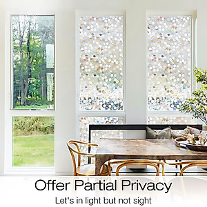 rabbitgoo Window Privacy Film Rainbow Window Clings Stained Glass Window Decals 3D Decorative Window Coverings, Static Cling Removable Glass Door Window Stickers, Anti-UV Non-Adhesive 17.5" x 78.7"