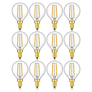 CRLight 2W LED Candelabra Bulb 25W Equivalent Warm White 2700K 250LM, E12 Vintage Edison G16(G50) LED Globe Bulb, Chandelier Bathroom Vanity Mirror Light Bulbs, Non-dimmable, 12 Pack