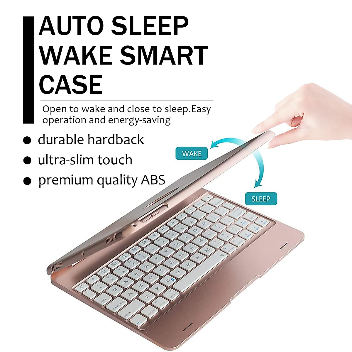 NOKBABO iPad Keyboard Case for iPad Pro 9.7 inch, 2018 iPad 6th Gen, 2017 iPad 5th Gen, iPad Air 2 & 1 case with Keyboard, 130° Smart Folio Hard Back Cover, Ultra Slim, Auto Wake and Sleep - Rose Gold