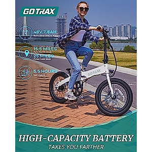 Gotrax F1 20" Folding Electric Bike for Adults, 20Mph Power by 350W, Weighs Only 45lbs, 48V Removable Battery and Smart LCD Display, 5 Pedal-Assist Levels, Suitable for Leisure Riding &Commuting White