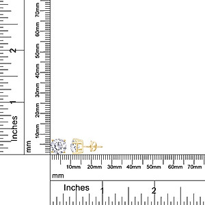SAVEARTH DIAMONDS 4 Carat Round Cut Lab Created Moissanite Diamond 4-Prong Solitaire Screw Back Stud Earrings In 18K Yellow Gold Over Sterling Silver (D Color, VVS1 Clarity, 4.00 Cttw)