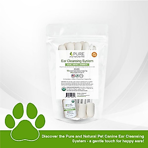 Pure and Natural Pet Canine Ear Cleansing System (2 oz USDA Organic Ear Serum & Medical Grade Double Sided Tips 15 ct)