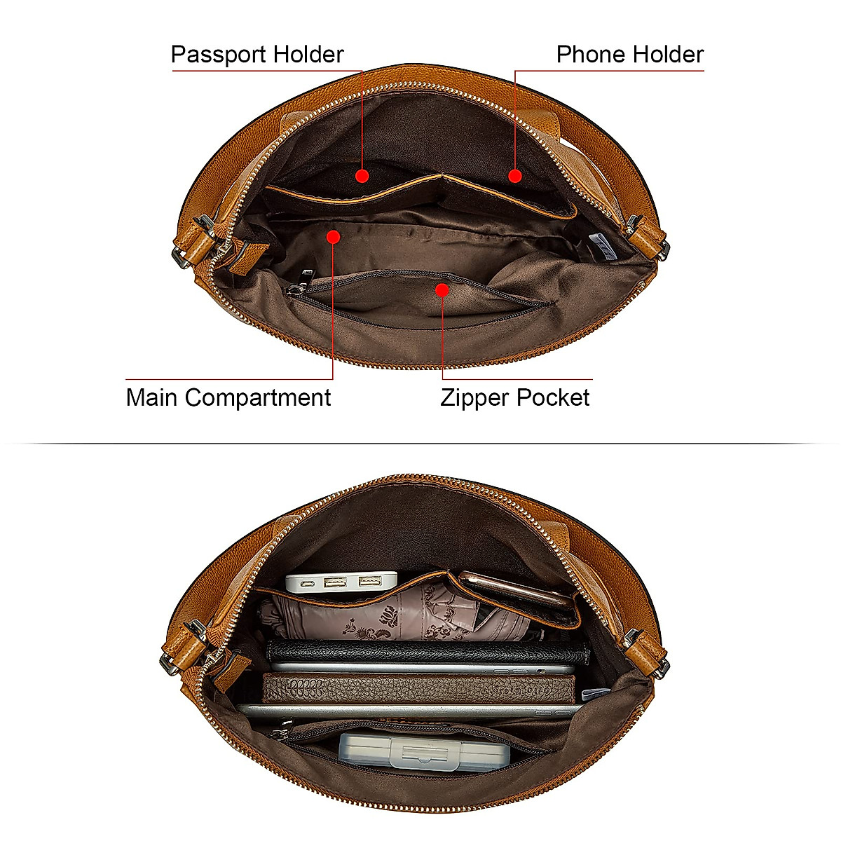 S-ZONE Women Genuine Leather Hobo Shoulder Purse and Handbags Top Handle Ladies Bag with Front Pocket