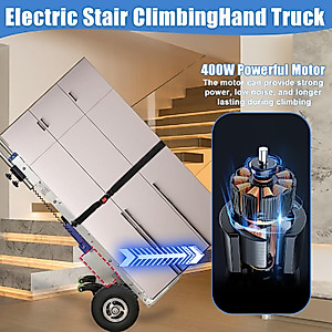 ZLPOWER Electric Stair Climbing Hand Trucks Heavy Duty Dolly Cart for Moving 440lb Max Capacity Power Folding Furniture Climber Trolley Motor Battery Powered for Family Removal (Silver-Model A)
