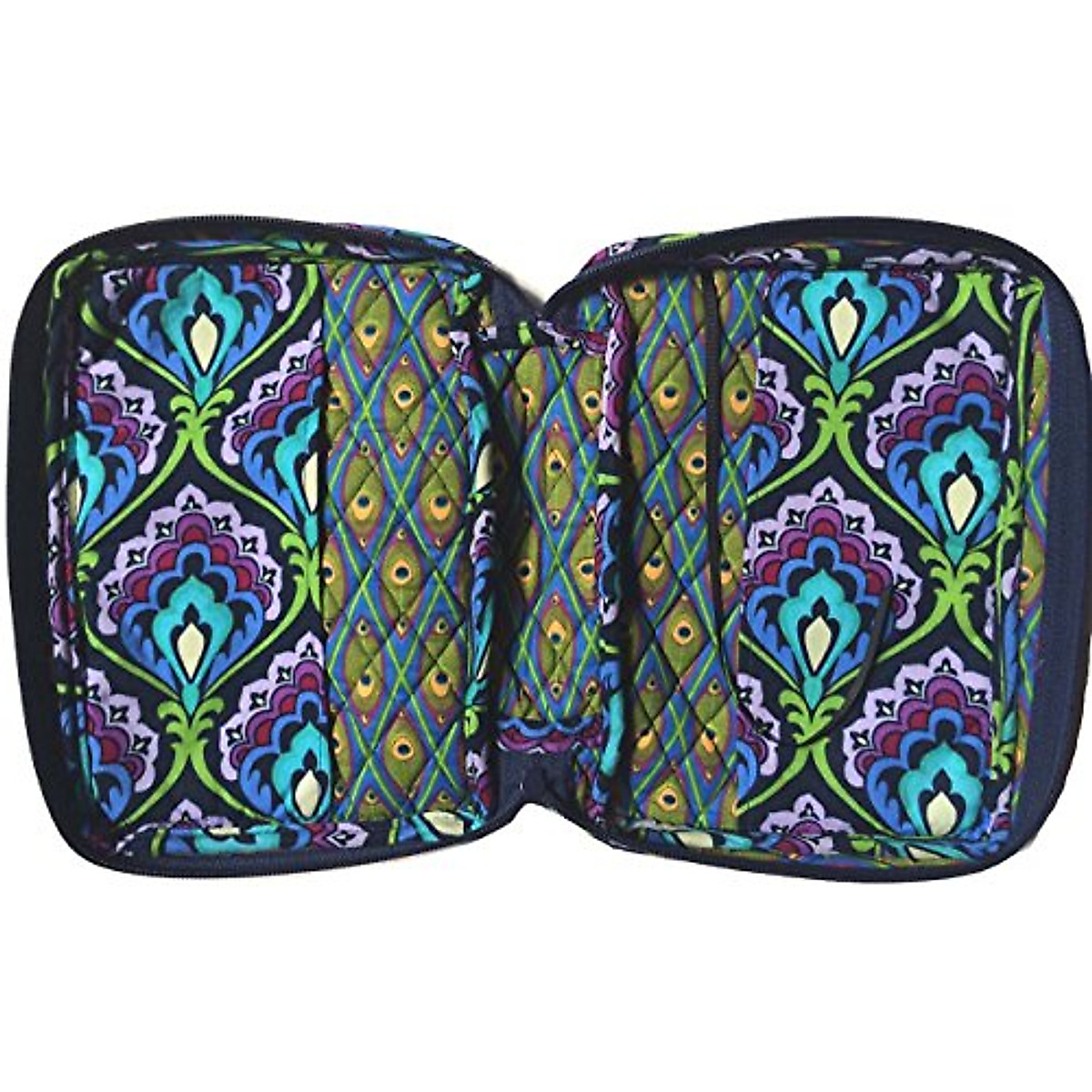DIWI Quilted Bible Cover Large Sizes 10 X 7 X 2.75 Inches Good Book Case (L, C1 Blue Peacock)