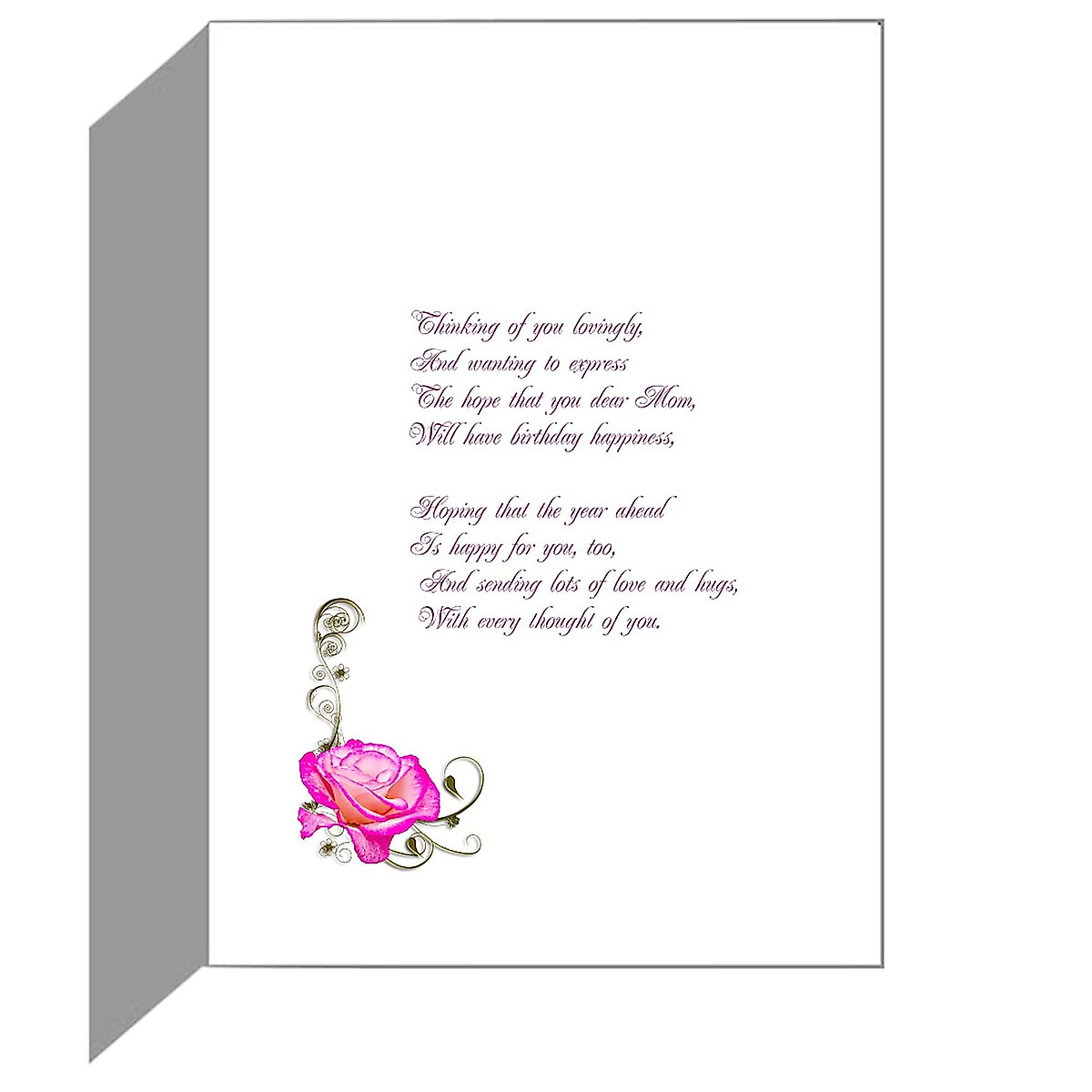 CafePress 85Th Birthday Card For Mom, Elegant Rose Greeting Folded Greeting Card Glossy