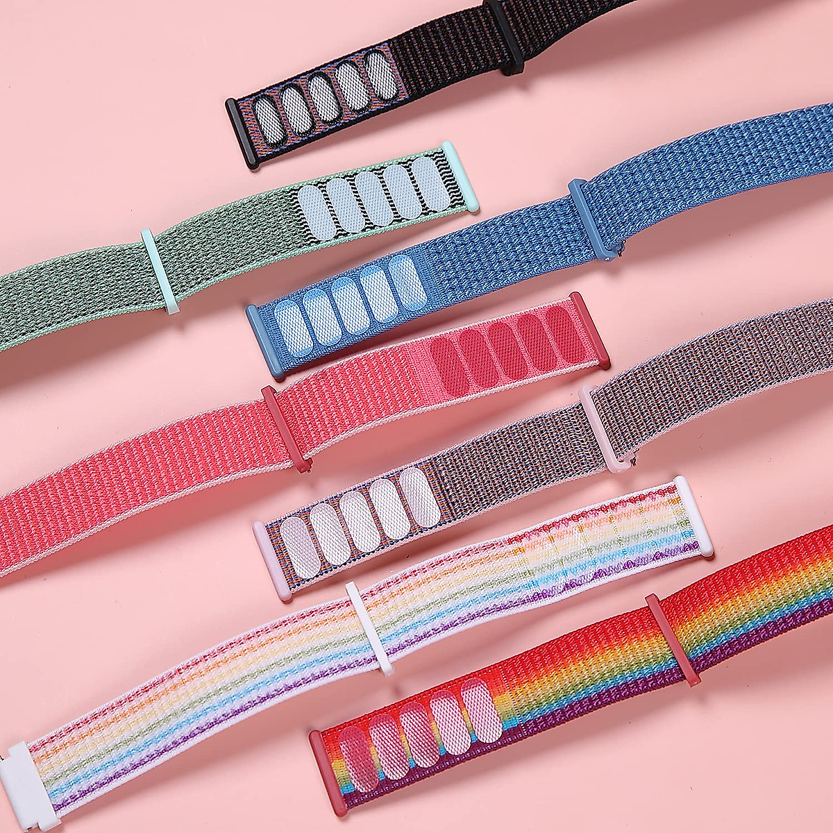 NOLIKO 4 Pack Kids Replacement Band Compatible with Gabb Watch 3 2 1/Verizon Gizmo Watch 3 2 1/T mobile SyncUP Watch, Nylon 20mm Small Wrist Strap for Boys Girls, Camo Rainbow Pomegranate Green Blue