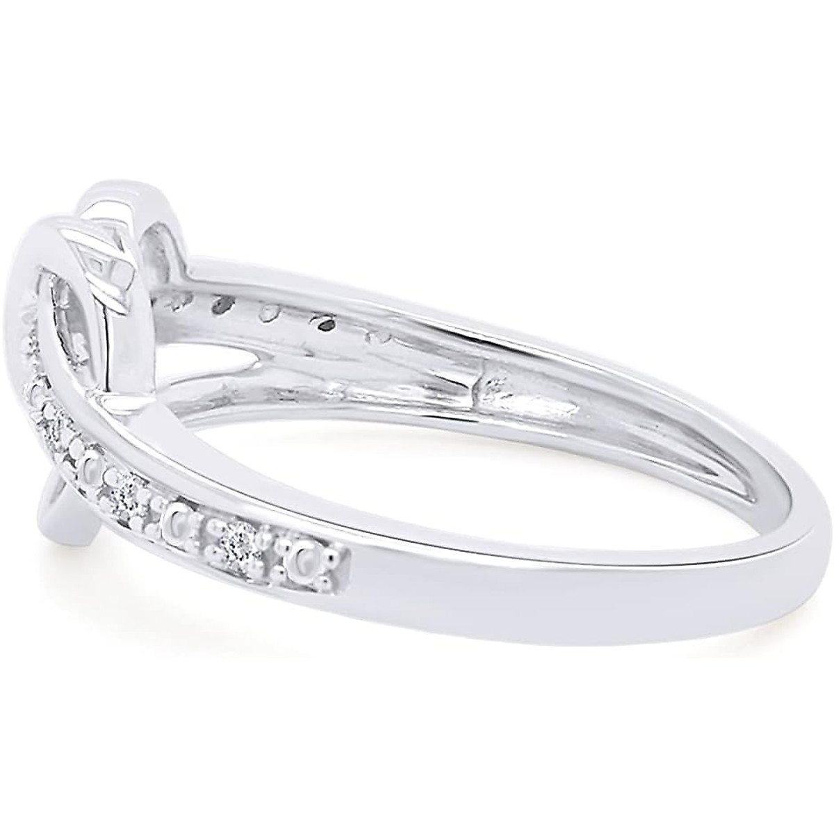 AFFY Sterling Silver Diamond Heart Ring (1/20 cttw, I-J Color, I3 Clarity)