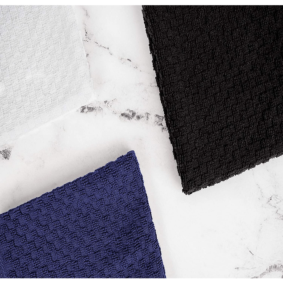 Super Absorbent Kitchen Towels 12 Pack - Premium 100% Cotton Kitchen Towels, 450GSM Thick Machine Washable Black Dish Towels for Kitchen Drying, Cleaning, Dobby Weave, Unmatched Quality