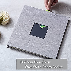 Photo Album 11x10.6 Inch, 40 Pages Self Adhesive Scrapbook Album with Gray Linen Cover Hold 3x5 4x6 5x7 6x8 8x10 inch Pictures, Woisut DIY Memory Album Book for Wedding Family Baby Travel
