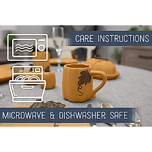 Nat & Jules Pumpkin Shaped 12 ounce Ceramic Coffee Mugs: Perfect for Halloween, Thanksgiving and Fall Kitchen & Home Collections - Set of 2, Orange