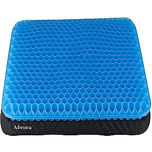 Abroca Gel Seat Cushions for Long Sitting, Double Thick Cooling Seat Pads for Back Sciatica Tailbone Pain Pressure Relief with Non-Slip Cover, Chair Pads for Car Seat Driver, Office Desk,Wheelchair