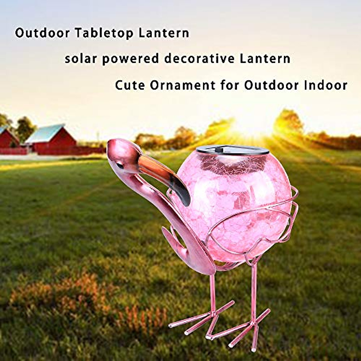 Solar Lantern Outdoor Decorative Waterproof LED Solar Lights Flamingo Tabletop Lamp for Outdoor Patio Garden