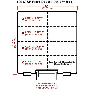 AB Designs 6990ABP Super Satchel Double Deep with Removable Dividers, Stackable Home Storage Organization Container, Plum