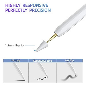 Stylus Pen for iPad, Apple Pencil for iPad 10th 9th Gen, Apple Pen iPad Pencil for iPad Air 5/4/3rd, iPad Pro 11/12.9 Inch, with Palm Rejection & Tilt Sensitivity, Magnetic Stylus iPad Pen, White