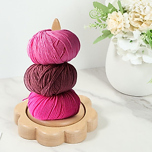 Wooden Yarn Holder for Crocheting, Portable Smooth Yarn Ball Holder Knitting Ball Stand Spinner, Yarn Storage Organizer for Knitting, Embroidery, and Crafts