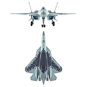 Busyflies Fighter Jet Model 1:100 Scale SU-57 Diecast Model Planes Attack Falcon Fighter Model Planes Painted Diecast Military Airplane Model for Collection and Gift