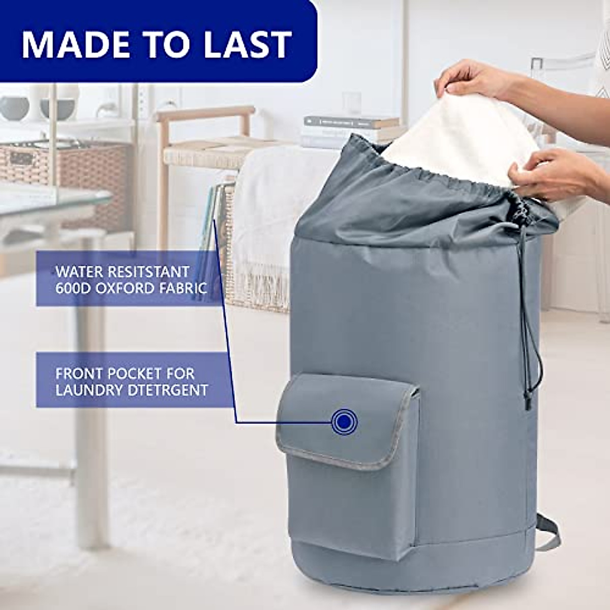 Laundry Bag Backpack Extra Large, 115L Laundry Backpack with Padded Shoulder Strap, Sturdy Travel Laundry Bag, Hanging laundry bag for College Dorm, Apartment, Durable Laundry Backpack Bag for Student