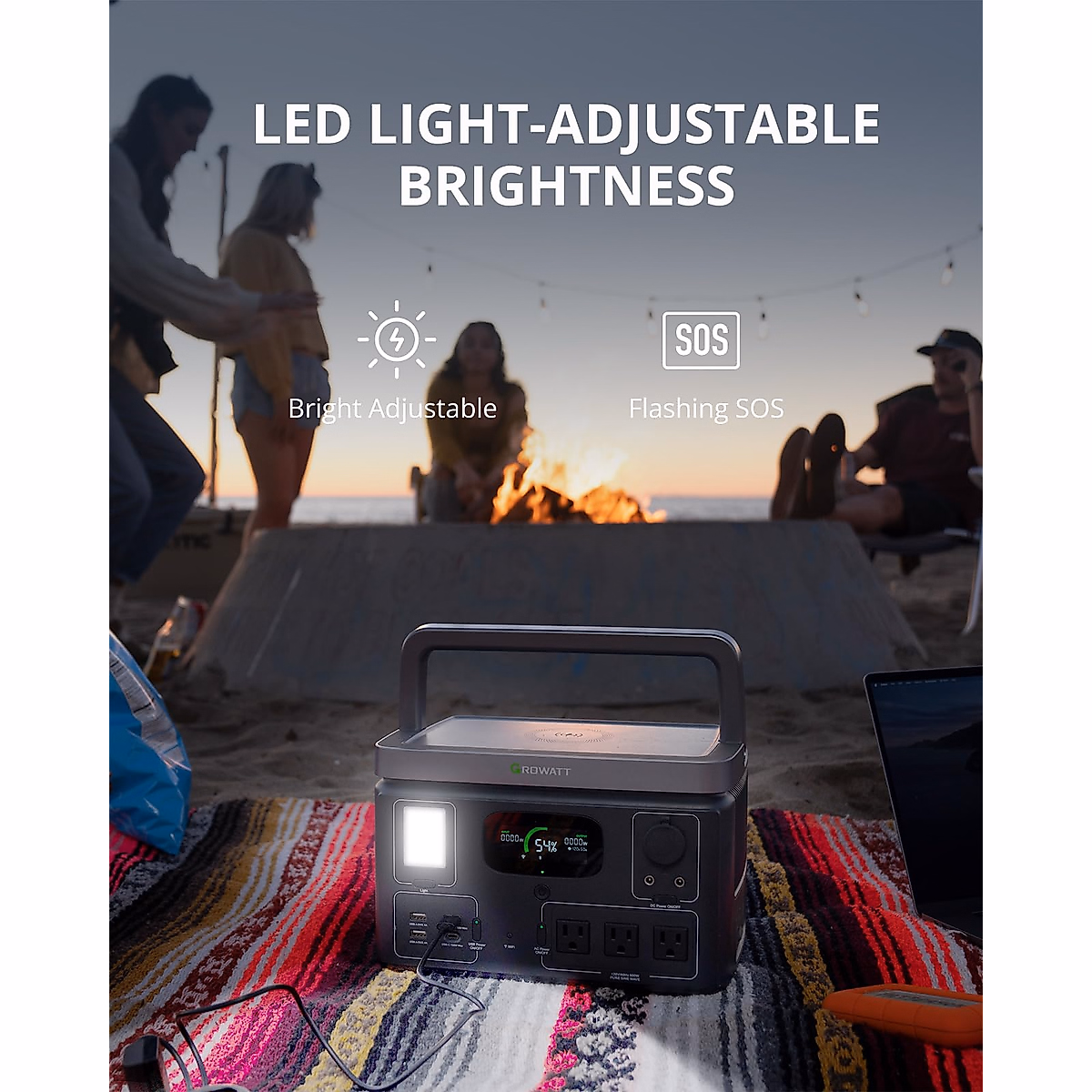 GROWATT Solar Generator VITA 550 Portable Power Station with 200W Solar Panel, UP to 1050W Output, 538Wh LiFePO4 Battery, Fast Solar Charging, Solar Powered Generator for Outdoor Camping/RV/Home Use