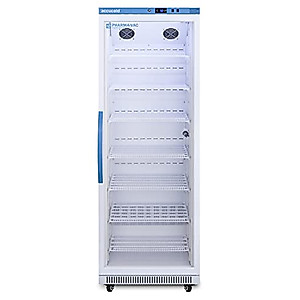 Summit Appliance ARG18PV Performance Series Pharma-Vac 18 Cu.Ft. Upright Glass Door All-refrigerator with Silver-ion Handle, Interior Light, Access Port and Hospital Grade Cord Green Dot Plug, White