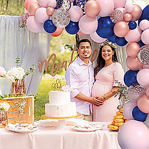 Kederwa 115pcs Navy Blue and Pink Rose Gold Gender Reveal Decorations with Rose Gold Navy Pink Balloons Garland for Baby Shower Gender Reveal Balloons Wedding Deorations