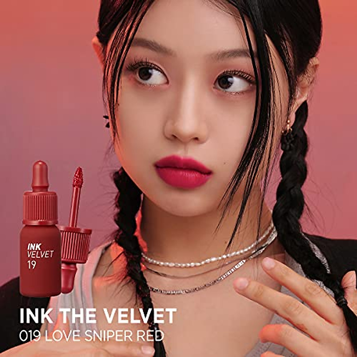 Peripera Ink the Velvet Lip Tint - High Pigment Color, Longwear, Weightless, Not Animal Tested, Gluten-Free, Paraben-Free (019 LOVE SNIPER RED)