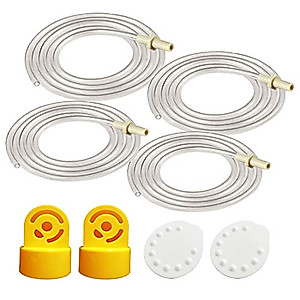 Maymom Tubing Compatible with Medela Replacement Tubing (Two Packs, 4 Tubes) 2 Valves and 2 Membranes for Medela Pump in Style Advanced Breast Pump Released After Jul 2006.Retail Pack Made by Maymom