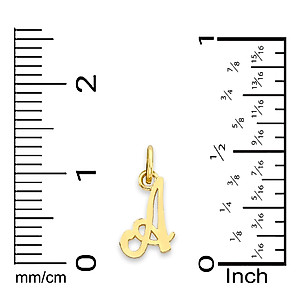 Solid Gold Initial Charm Available in A-Z, Tiny Cute Letter Jewelry (C)