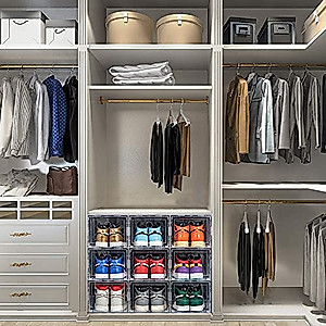 AOHMPT 18 Pack Clear Shoe Organizer Stackable Shoe Box Foldable Storage Bins Shoe Container Box Large Size Shoe Bins