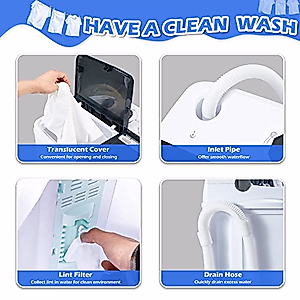 Portable Washing Machine Compact Washer and Dryer 13lbs Twin Tub Washing Machine and Dryer (Black)