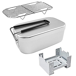 Lixada Mini Folding Stove Lunch Box Steaming Rack Combo Set for Picnic Camping Hiking Fishing Mountaineering