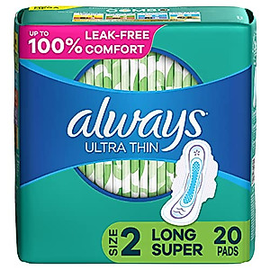 Always Ultra Thin Daytime Regular Pads with Wings - Size 2, Unscented, 20 ct