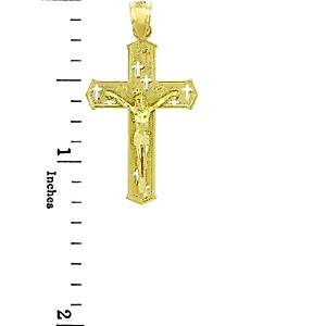 Fine 10k Yellow Gold Cut-Out Cross Charm Passion Crucifix Pendant