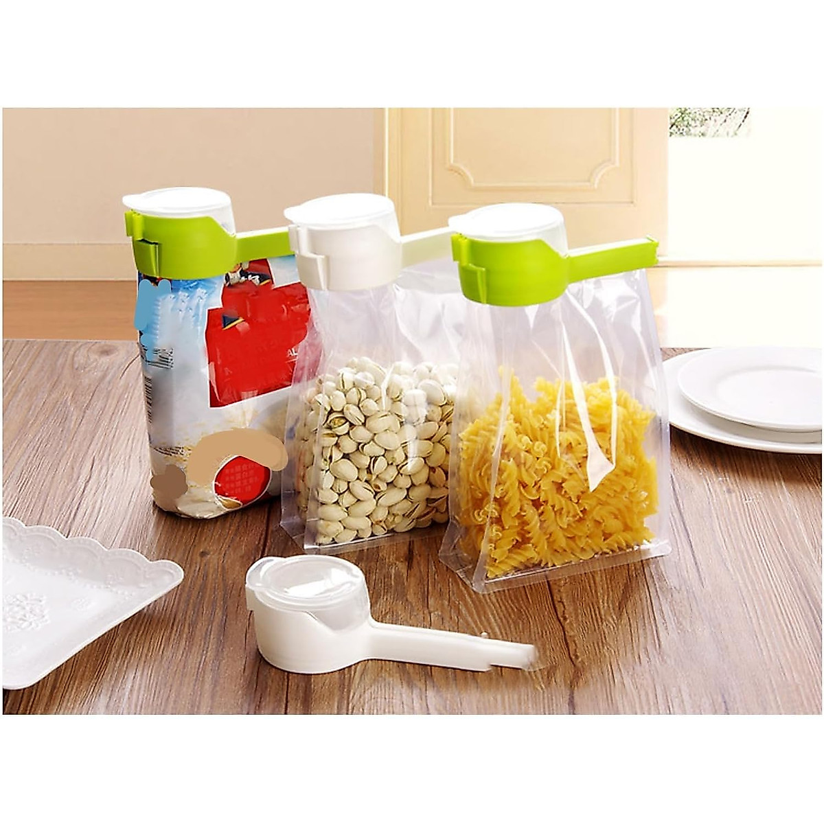 OYCBUAZY 2024 bag clips with pour spout，snack clips that pour，bag clips for food，bag clips for food storage (color mixing)