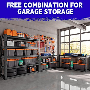 Lauxery Heavy-Duty Metal Garage Shelving Unit, 3000 lbs Load Capacity, 5-Tier Aluminum Metal Garage Shelves, Adjustable Industrial Storage Rack for Basement and Workshop(1,72" H X 45.3" X 19")