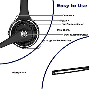 Trucker Bluetooth Headset with Microphone Noise Cancelling, V5.0 Wireless Headset with Charging Base 17 Hrs Talk Time Trucker Headset for Home Office Call Center Skype Truck Drive