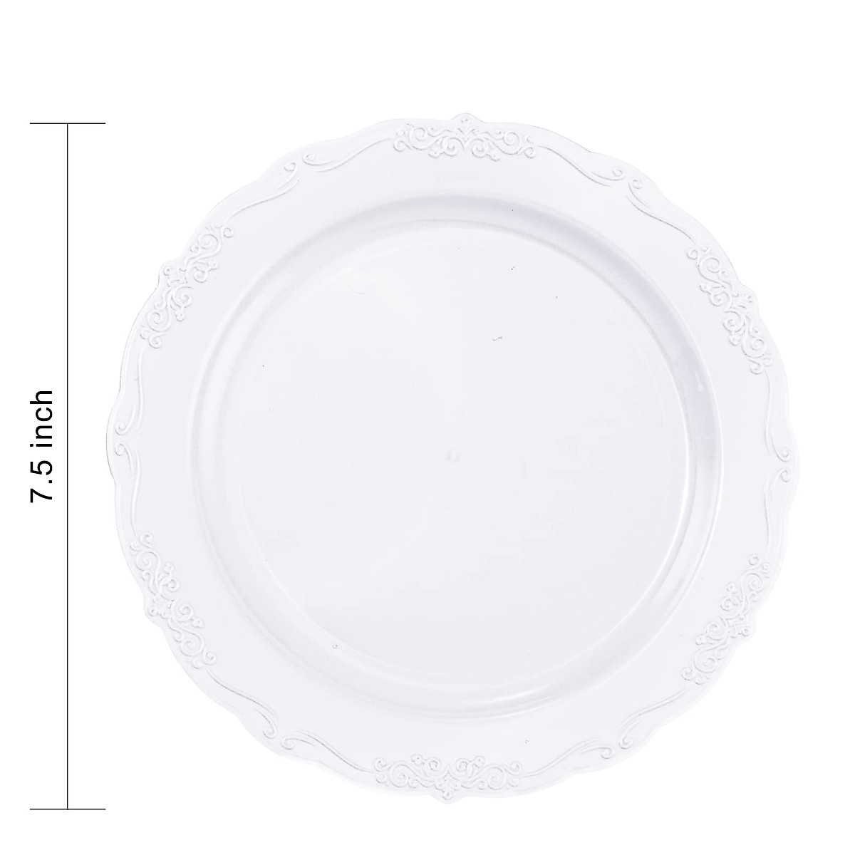 DaYammi 60PCS White Plastic Plates, Heavy Duty White Disposable Premium 7.5inch Dessert Cake Salad Appetizer Plates Hard Plastic Platos Disposable for Party Wedding