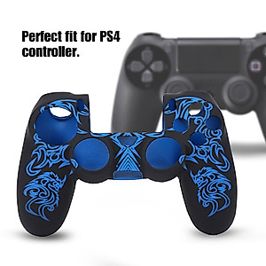 DJDK Case for ps4 Controller,Soft Silicone Case Skin Grip Shell Cover for Playstation 4 PS4 Controller(Black&Blue)