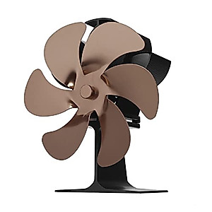 Black Fireplace 6 Blades Heat Powered Stove Fan Log Wood Burner Quiet Eco Home Fireplace Fan Home Efficient Heat Distribution (Color : Brown)