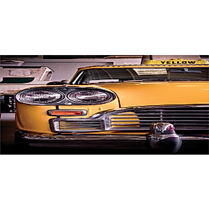 Ambesonne New York Mug, Picture of Antique Yellow Taxi Historic Element of Old NYC Nostalgia Vintage Cab, Printed Ceramic Coffee Mug Water Tea Drinks Cup, Yellow Grey