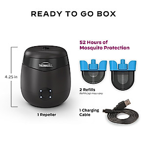 Thermacell Patio Shield Mosquito Repellent E-Series Rechargeable Repeller; 20’ Mosquito Protection Zone; Includes 12-Hr Repellent Refill; No Flame or Scent; Bug Spray and Bug Zapper Alternative