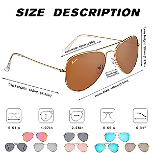 Pro Acme Classic Polarized Aviator Sunglasses for Women Men, Driving Sun Glasses Polarized Lens Lightweight Metal Pilot Frame UV400 Protection (Gold | Brown | With Logo)