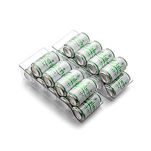 Set of 2 - JinaMart Refrigerator Organizer Bin Pop Soda Can Beverage Holder for Fridge, Kitchen, Countertops, Cabinets - Clear Plastic Can Dispenser and Canned Food Pantry Storage Rack (Without Lid)